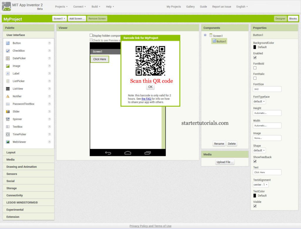 MIT App Inventor Interface - Startertutorials